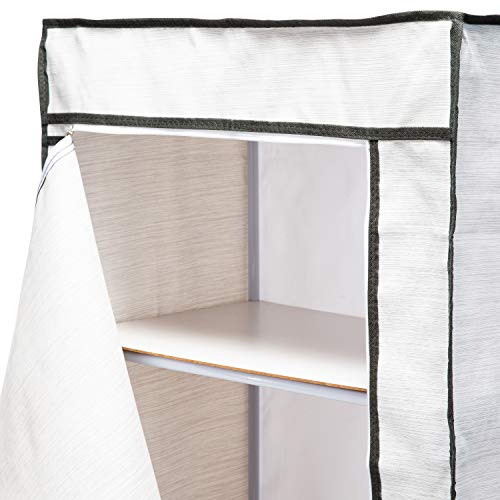 Organize It All 5 Tier Portable Wardrobe Storage Closet Tower | Dimensions: 20" x 12" x 65" | 5 Tier | Space Saving | Durable | Closet Accessories | Grey