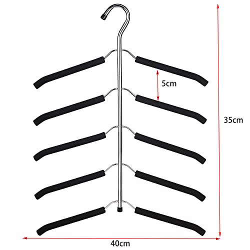 JFFLYIT Blouse Tree Hangers Multi-Layer Clothes Hangers 3 Pack 5 in 1 Non Slip Space Saving Closet Organizer Stainless Steel Shirt Hangers Coats Hangers(Black)