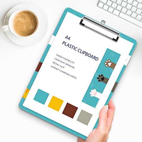 ZAXMEY Plastic A4 Clipboards, Cute Clip Board Stardard Letter Size 9 x 12.5 in, Office Decorative for Students Women Men and Kids, Cat Claw