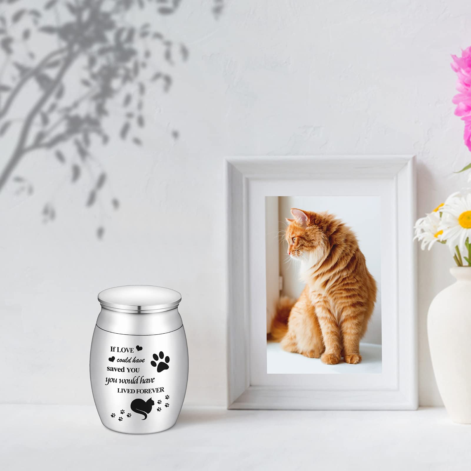 1.57 Inches Mini Small Cat Urn for Ashes Tiny Cremation Urn for Pet Ashes Mini Cat Paw Keepsake Urns Stainless Steel Small Ashes Urns Mini Small Urn for Cat Ashes Holder