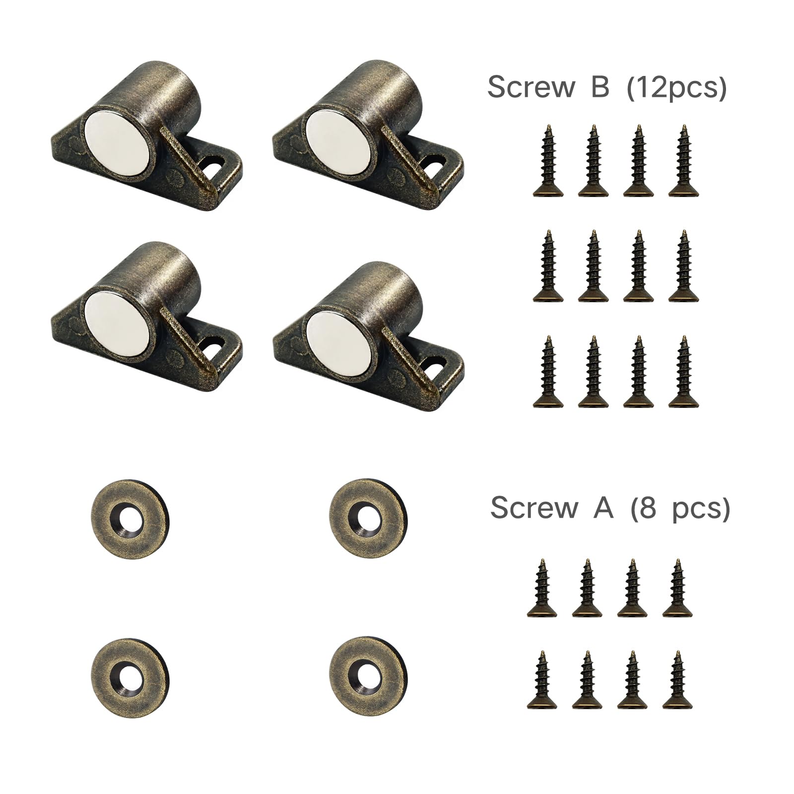 Sunivaca 4 Pack Cabinet Magnets Strong, Magnetic Door Catch, Cabinet Door Closers, Magnets for Cabinet Doors Latches Hardware - Bronze