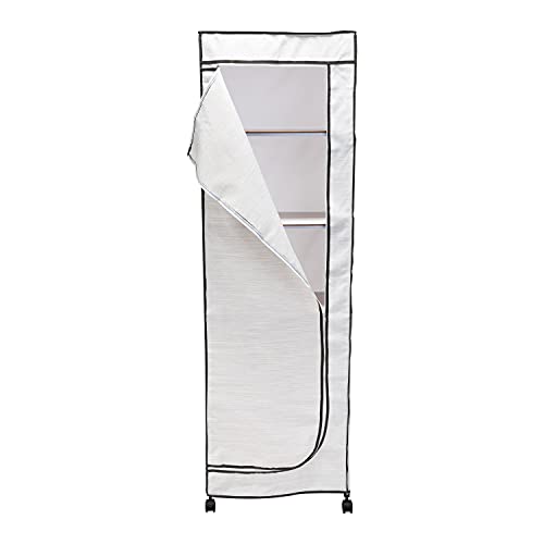 Organize It All 5 Tier Portable Wardrobe Storage Closet Tower | Dimensions: 20" x 12" x 65" | 5 Tier | Space Saving | Durable | Closet Accessories | Grey