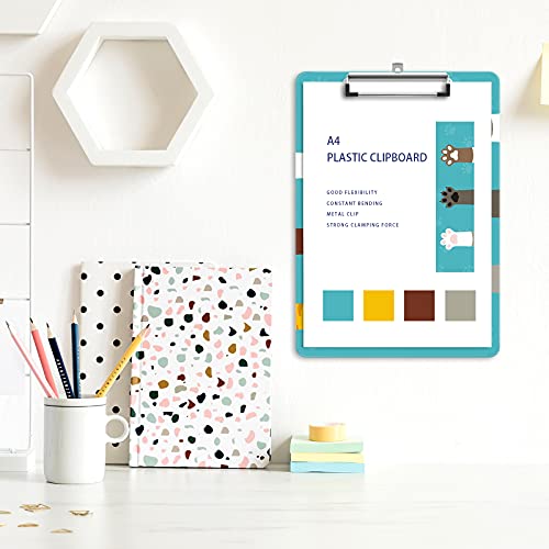 ZAXMEY Plastic A4 Clipboards, Cute Clip Board Stardard Letter Size 9 x 12.5 in, Office Decorative for Students Women Men and Kids, Cat Claw