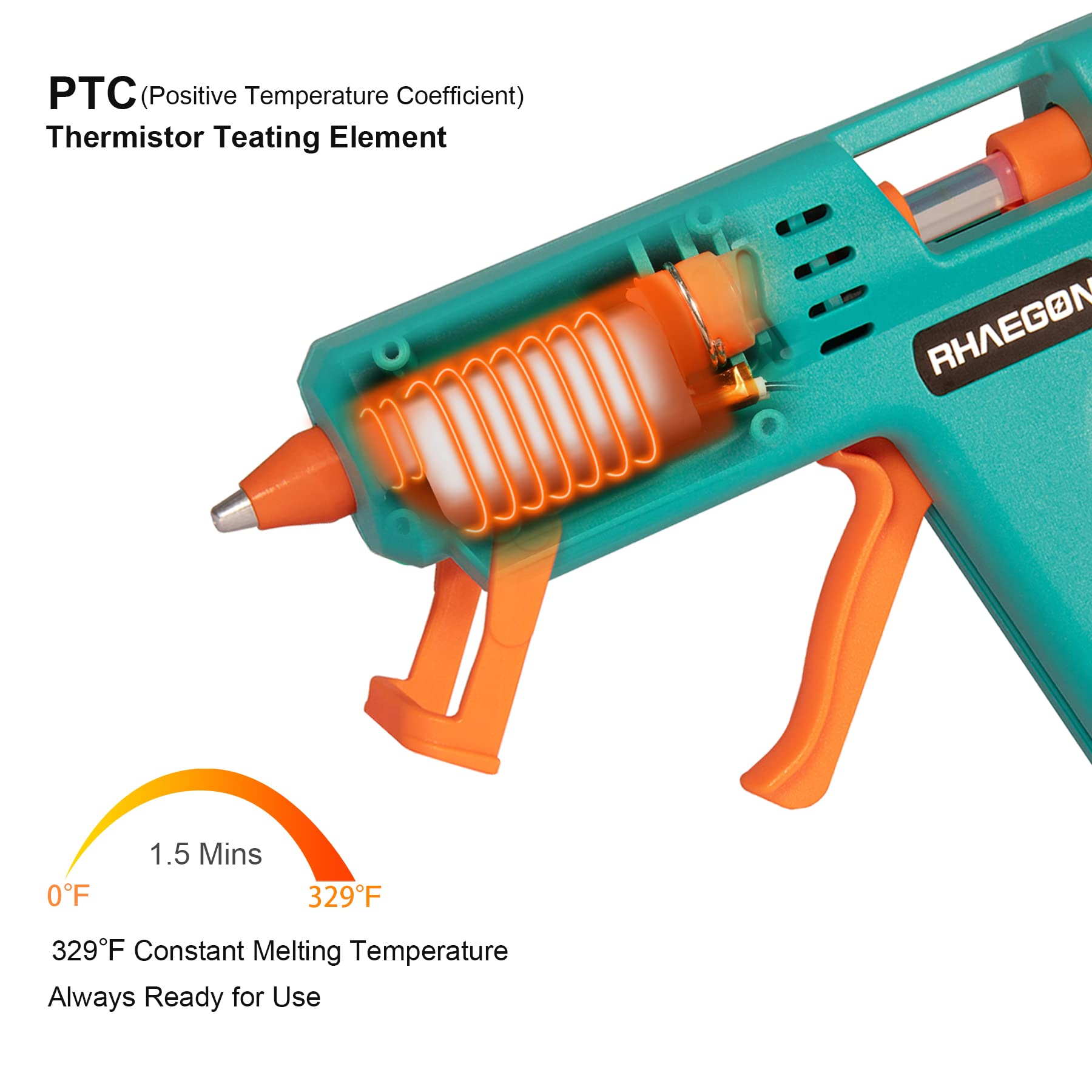 RHAEGON 60W Mini Hot Glue Gun for Crafting and Repairs, Drip-free and Leakage-proof Patent Designs Small Glue Gun Kit with 50pcs Glue Sticks(7mmx130mm)