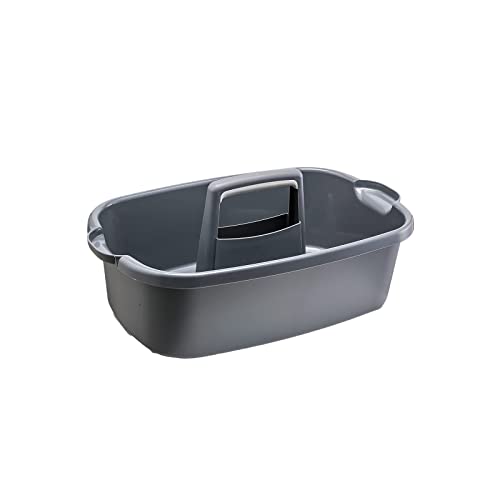 Hioffice Cleaning Caddy Large Plastic Storage Basket Shower Caddy Tote Organizer Basket with Handle, caddy for Cleaning Products, Bathroom, Kitchen, Garden, Garage, Tool, Cleaning Supplies, Gray