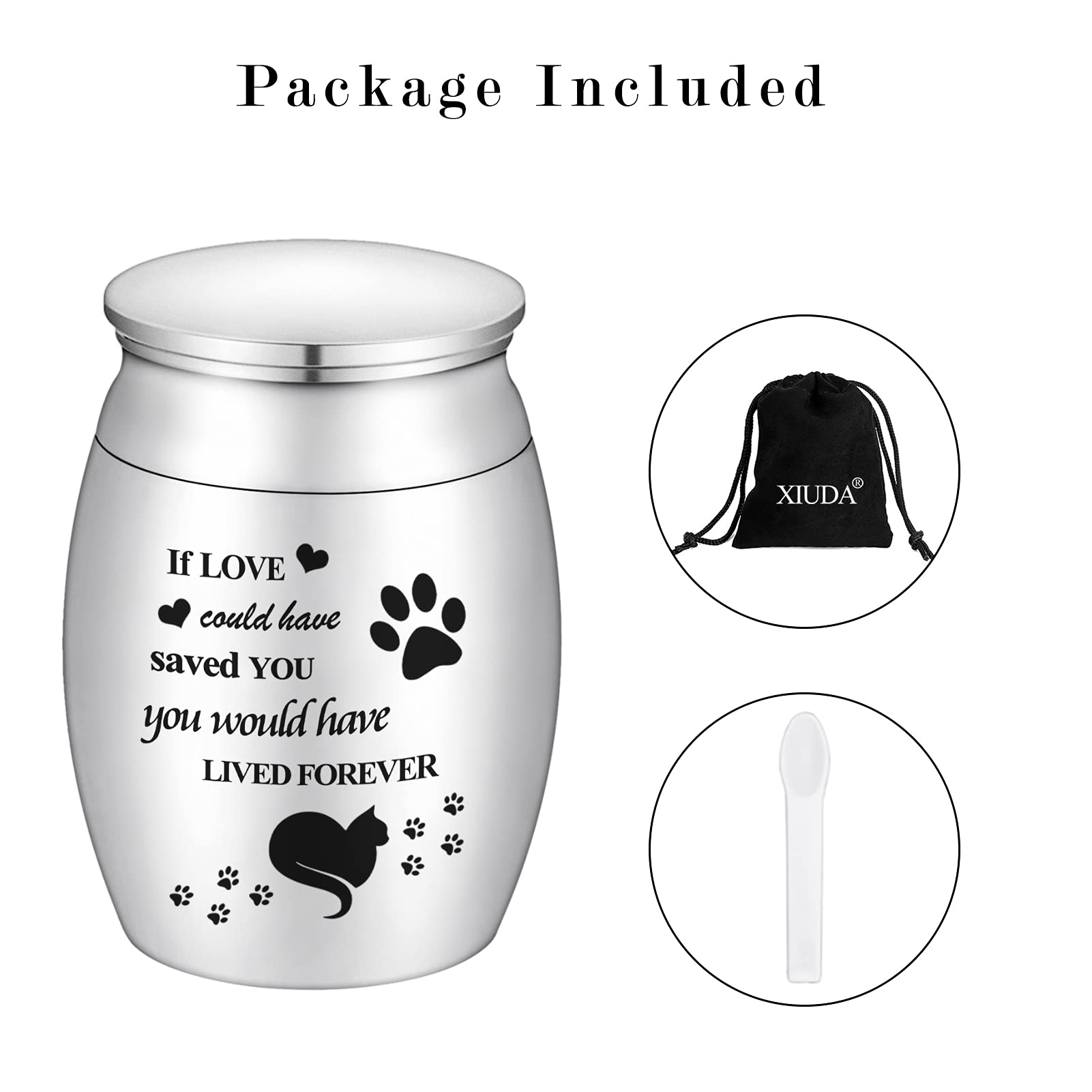 1.57 Inches Mini Small Cat Urn for Ashes Tiny Cremation Urn for Pet Ashes Mini Cat Paw Keepsake Urns Stainless Steel Small Ashes Urns Mini Small Urn for Cat Ashes Holder