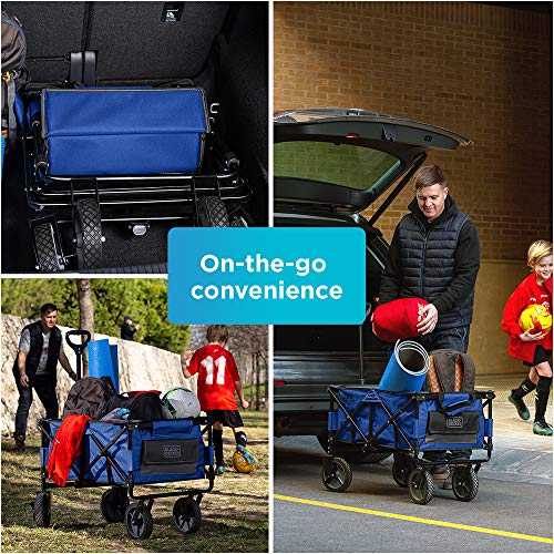 BLACK+DECKER Utility Wagon, Collapsible/Folding Wagon, Blue (BDSTCTBL02)