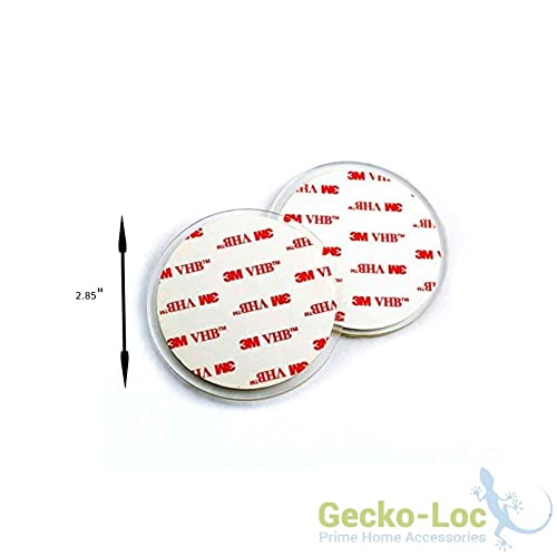 Gecko-Loc π¦ Brand Clear Acrylic Adhesive Disk 1 Side Sticky Pad for Mounting Suction Cup - Works with Sanno, ipegtop, slideep & ARCCI Shower Caddy Baskets & Shelves - 2 Pack 2.85" Diameter