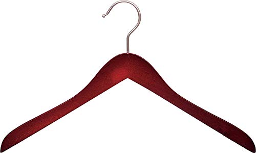 Cherry Finish Wood Top Hanger with Concave Body and Matte Nickle Hardware in 17" Length X 5/8" Thick, Box of 24
