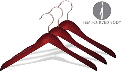 Cherry Finish Wood Top Hanger with Concave Body and Matte Nickle Hardware in 17" Length X 5/8" Thick, Box of 24
