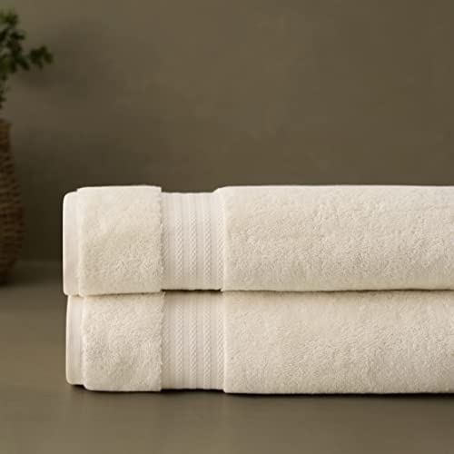 Fabdreams 100% Organic Cotton Bath Sheet Set of 2 | Oversized Bath Towels | Ultra Soft Bath Sheet | Spa Hotel Premium Bath Towels | GOTS Certified | 700 GSM | Gray Bath Sheet Set- 36 x 70 in | Ivory