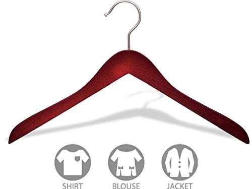 Cherry Finish Wood Top Hanger with Concave Body and Matte Nickle Hardware in 17" Length X 5/8" Thick, Box of 24