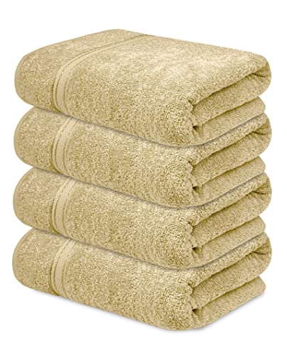 Avalon Towels Large Bath Towels, 30x60 Inches Bath Sheets Towels for Adults Beach Towels Oversized, 4 Pcs Extra Large Bath Towels, Light Weight & Absorbent Quick Dry Towel Oversized Beige Bath Towels