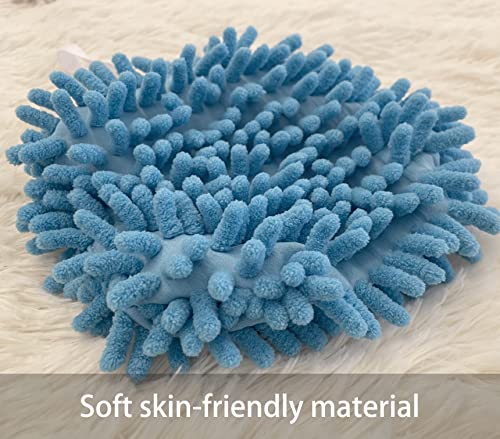 iMaylex 3 Pack Chenille Fuzzy Ball Hand Towels, Quick Dry and High Absorbent Microfiber Hand Towels with Hanging Loops for Kitchen Bathroom, 7" x 7", White & Blue & Grey