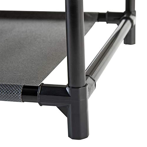Simplify 7 Tier Double Wide 14 Shelf Shoe Storage Closet Organizer Rack with Cover and Side Pockets, Freestanding, Holds 42 Pairs, Good for Sneakers, Flats, Heels & Boots, Black