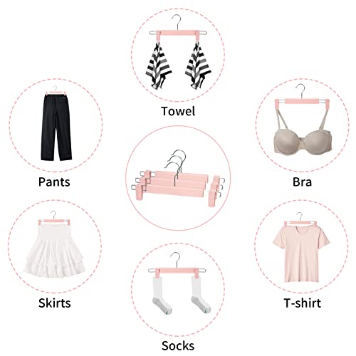Lamitocs Skirt Hangers,Pants Hangers with Clips,360 ° Swivel Hooks Space Saving Hangers for Pants, Skirts, Clothes, Jeans (10Pack, Pink)