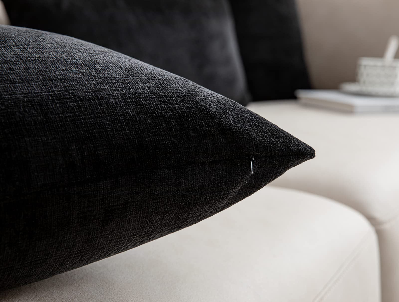 Anickal Black Pillow Covers 18x18 Inch Set of 2 Modern Farmhouse Rustic Decorative Throw Pillow Covers Square Cushion Case for Living Room Home Sofa Couch Decoration