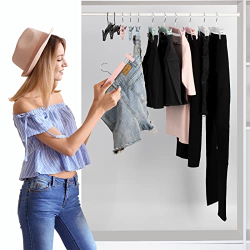 Lamitocs Skirt Hangers,Pants Hangers with Clips,360 ° Swivel Hooks Space Saving Hangers for Pants, Skirts, Clothes, Jeans (10Pack, Pink)