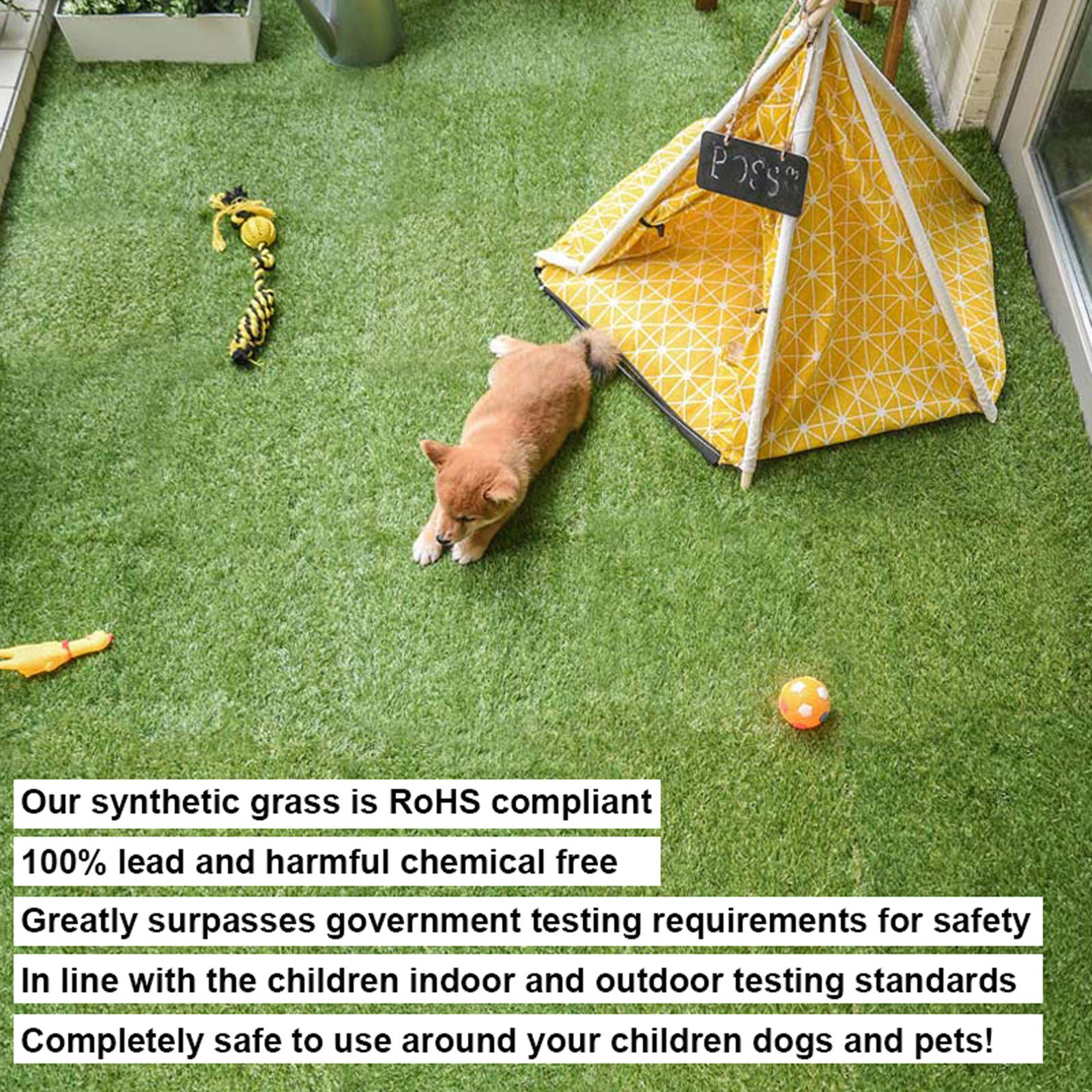 TONAHUTU Artificial Grass Turf Tile, 9 Piece 1'x1' Interlocking Fake Grass Mat Deck Tile Synthetic Grass Turf Green Lawn Carpet for Outdoor Garden Balcony Patio Decor (1.57in Height)