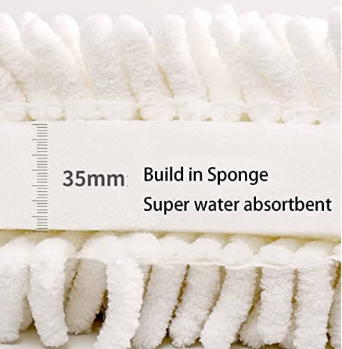 iMaylex 3 Pack Chenille Fuzzy Ball Hand Towels, Quick Dry and High Absorbent Microfiber Hand Towels with Hanging Loops for Kitchen Bathroom, 7" x 7", White & Blue & Grey