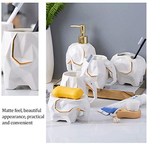 Agal Bathroom Accessory Set,Geometric Cute Elephant Soap Dispenser for Liquid Soap Or Lotion(Color : White soap Dispenser)