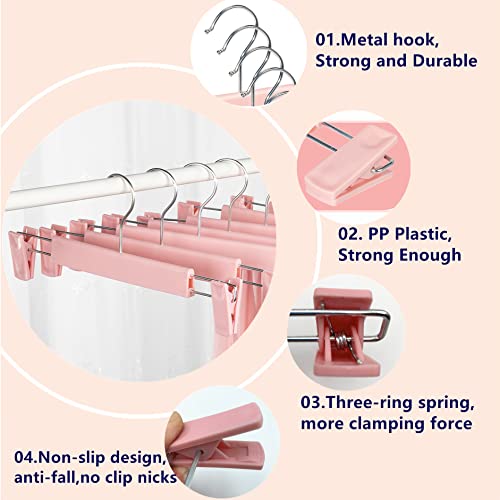 Lamitocs Skirt Hangers,Pants Hangers with Clips,360 ° Swivel Hooks Space Saving Hangers for Pants, Skirts, Clothes, Jeans (10Pack, Pink)