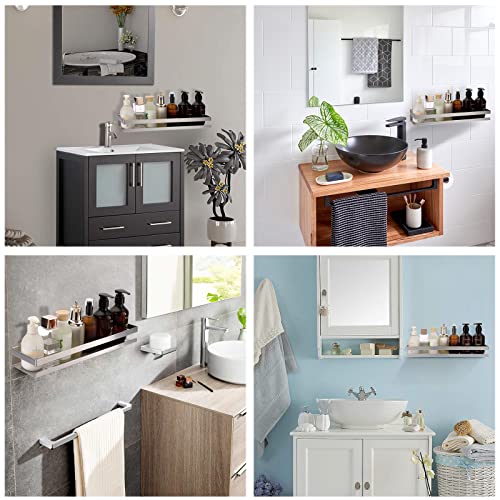 OwnMy 2PCS 16 Inch Shower Shelf Bathroom Inside Shower Caddy Stainless Steel Shower Racks Shower Baskets, Metal Kitchen Organizer Racks Floating Shelves Wall Mount Rectangular Corner Shower Shelves