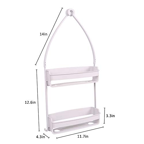 Humorous.P -Plastic Shower Caddy-Shower Caddy-Baby Shower Caddy-Hanging Shower Caddy for Shampoo, Conditioner, and Soap with Hooks for Razors, Towels, and More 4”x11.7”x26.5”