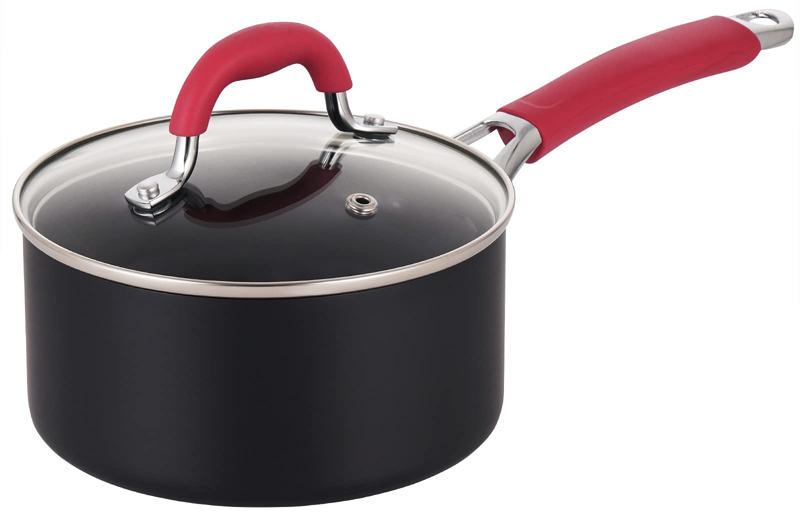 EPPMO Nonstick Saucepan with Lid, Hard-Anodized Scratch Resistant Small Sauce Pan, Dishwasher Safe, 1.6 QT Black