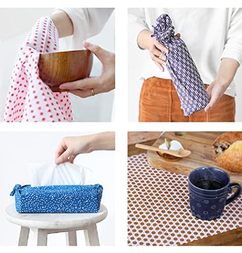 KOMESICHI irodori Japanese Traditional Towel Tenugui Cool Pattern 5 with Fray Prevention Processing Set of 5 with Tenugui Iroha (English Manual), 12.99x34.64 in