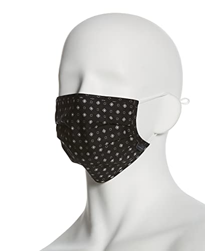 Perry Ellis Reusable Pleated Woven Fabric Face Masks (Pack of 3, Assorted Colors), Black/White/Gray Prints, 3 Count (Pack of 1)