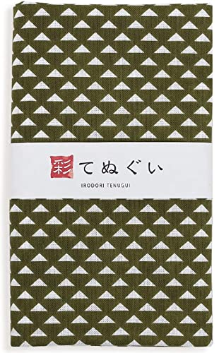 KOMESICHI irodori Japanese Traditional Towel Tenugui Cool Pattern 5 with Fray Prevention Processing Set of 5 with Tenugui Iroha (English Manual), 12.99x34.64 in