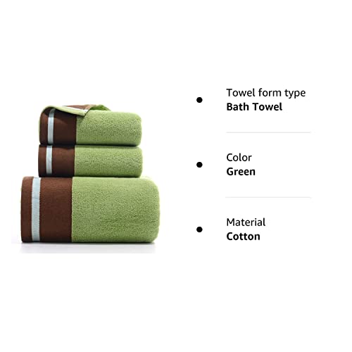 3 Piece Bath Towel Set, Combed Cotton Bath Towels Absorbent Bath Sheets Soft Shower Towels Bathroom Hand Towel Luxury Bath Towels Sets for Bathroom,Green