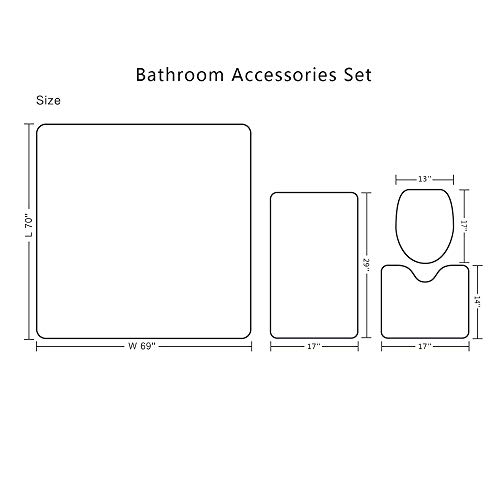 Uokiuki Funny Cat Shower Curtain Set with Hooks, Bathroom Sets with Shower Curtain and Non-Slip Rugs, Toilet Lid Cover and Bath Mat, Cat Diving Bathroom Shower Curtain Sets