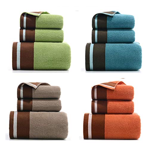 3 Piece Bath Towel Set, Combed Cotton Bath Towels Absorbent Bath Sheets Soft Shower Towels Bathroom Hand Towel Luxury Bath Towels Sets for Bathroom,Green