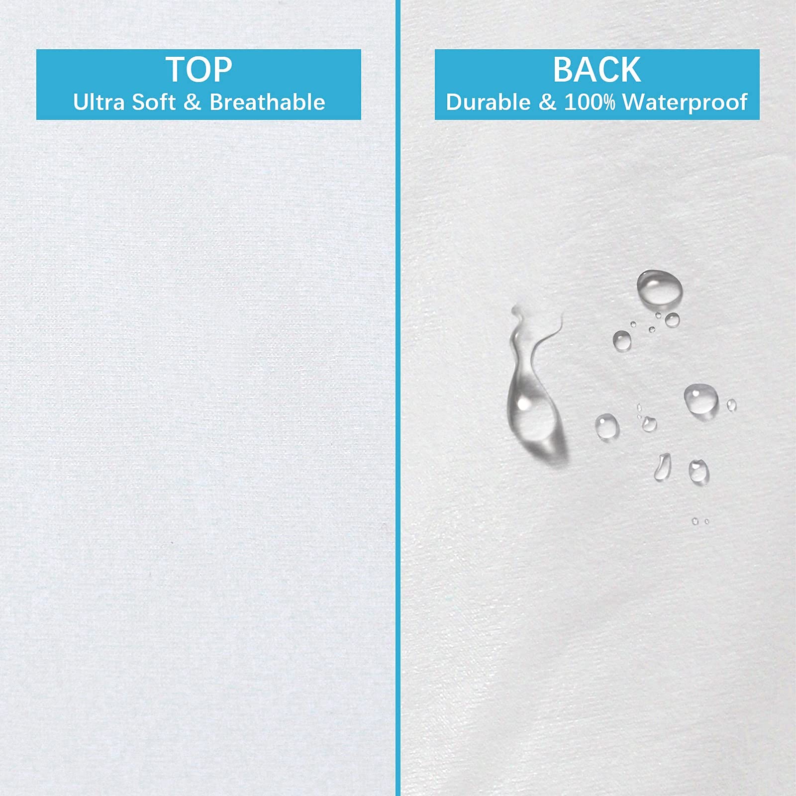 Pillow Protector 100% Waterproof & Noiseless Pillow Cover Pillow Protectors with Zipper Standard Size 2 Pack 20 x 26 Inches Pillow Cases Machine Washable