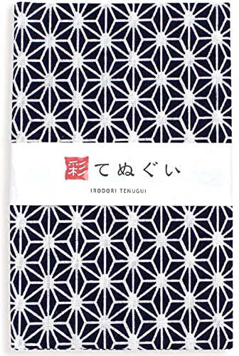 KOMESICHI irodori Japanese Traditional Towel Tenugui Cool Pattern 5 with Fray Prevention Processing Set of 5 with Tenugui Iroha (English Manual), 12.99x34.64 in