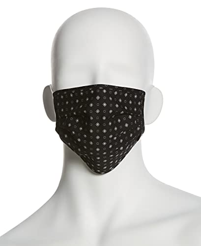 Perry Ellis Reusable Pleated Woven Fabric Face Masks (Pack of 3, Assorted Colors), Black/White/Gray Prints, 3 Count (Pack of 1)