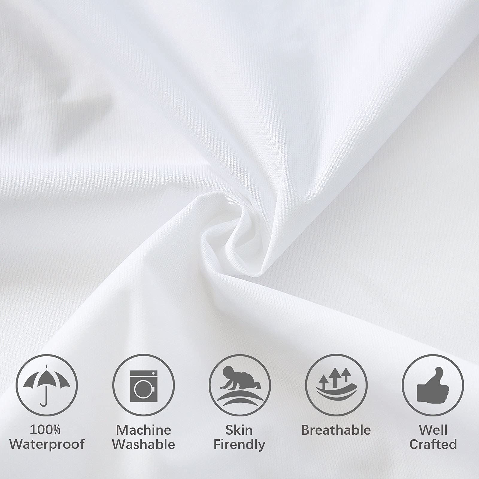 Pillow Protector 100% Waterproof & Noiseless Pillow Cover Pillow Protectors with Zipper Standard Size 2 Pack 20 x 26 Inches Pillow Cases Machine Washable