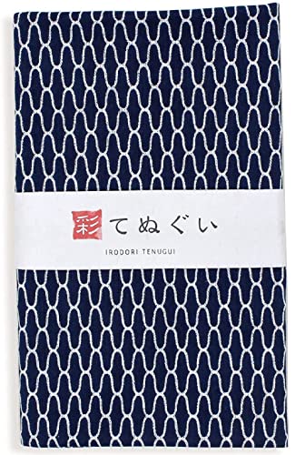 KOMESICHI irodori Japanese Traditional Towel Tenugui Cool Pattern 5 with Fray Prevention Processing Set of 5 with Tenugui Iroha (English Manual), 12.99x34.64 in