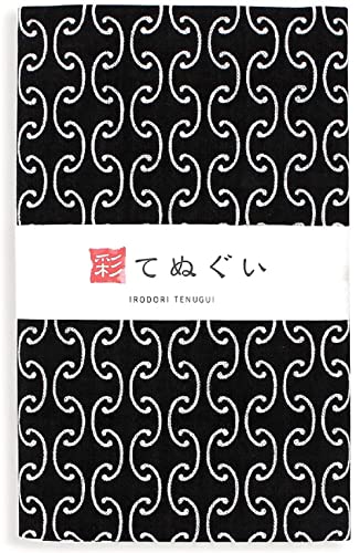 KOMESICHI irodori Japanese Traditional Towel Tenugui Cool Pattern 5 with Fray Prevention Processing Set of 5 with Tenugui Iroha (English Manual), 12.99x34.64 in