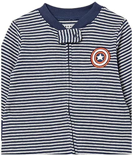 Amazon Essentials Disney | Marvel Baby Boys' Snug-Fit Cotton Pajama Sleepwear Sets, Pack of 2, Marvel Captain America, 3-6 Months