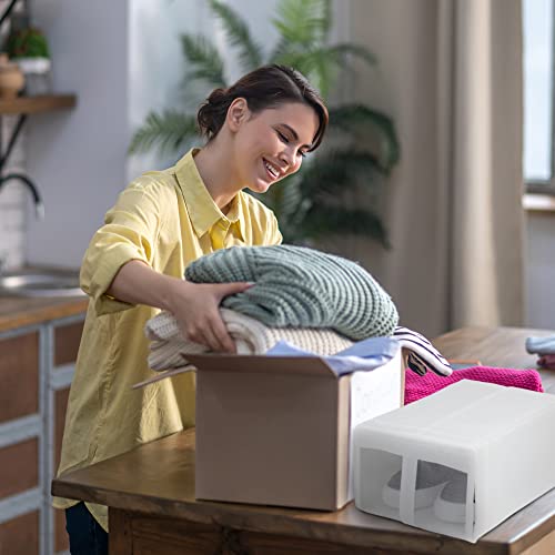 APQ Closet Storage Boxes with Lids, Hook and Loop Fasteners, 13.5 x 8.75 x 6.25, Pack of 4 White Fabric Boxes for Storage, Roomy Dense Oxford Cloth Collapsible Storage Box, Odorless Fabric Storage Box