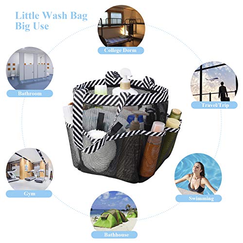 Zecval Mesh Shower Caddy Tote, Portable Shower BagĀ College Dorm Bathroom Caddy Organizer with 8 Storage Pockets Toiletry Bathroom Organizer, for College Dorm Room Essentials