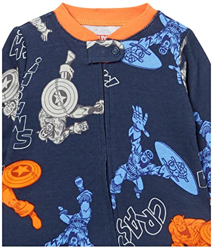 Amazon Essentials Disney | Marvel Baby Boys' Snug-Fit Cotton Pajama Sleepwear Sets, Pack of 2, Marvel Captain America, 3-6 Months