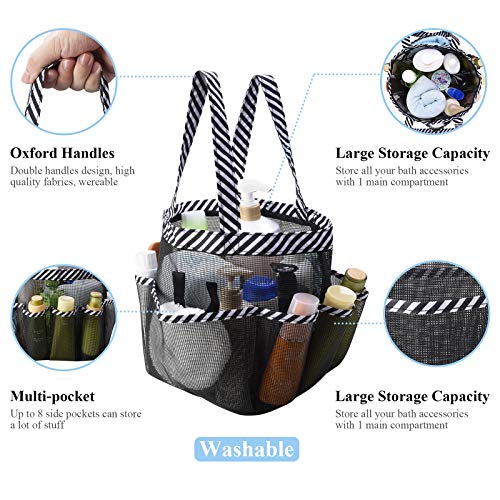 Zecval Mesh Shower Caddy Tote, Portable Shower BagĀ College Dorm Bathroom Caddy Organizer with 8 Storage Pockets Toiletry Bathroom Organizer, for College Dorm Room Essentials