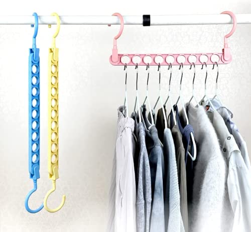Fun Land 6 Pack Magic Closet Organizers ,9 Hole Space Saving Clothes Hangers for Heavy Clothes, Closet Organizer Hangers for Dorm Room Essentials