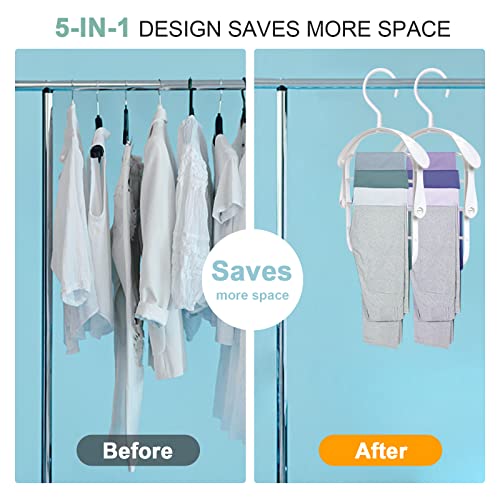 Pants Hanger Scarf Hanger Space Saving Non-Slip Pants Hanger, Legging Hangers for Closet Organizer Jeans Slack Trousers Hangers Multiple Clothes Hanger Closet Organizer for Jeans,Scarf,Tie (White, 3)