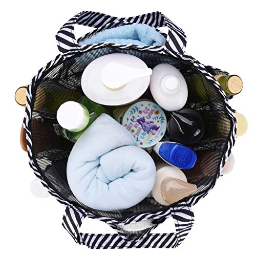 Zecval Mesh Shower Caddy Tote, Portable Shower BagĀ College Dorm Bathroom Caddy Organizer with 8 Storage Pockets Toiletry Bathroom Organizer, for College Dorm Room Essentials