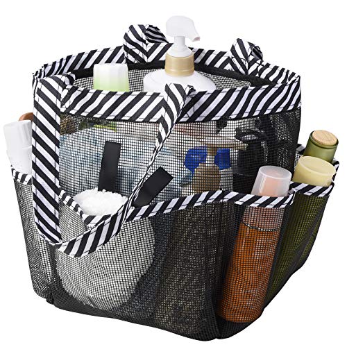 Zecval Mesh Shower Caddy Tote, Portable Shower BagĀ College Dorm Bathroom Caddy Organizer with 8 Storage Pockets Toiletry Bathroom Organizer, for College Dorm Room Essentials